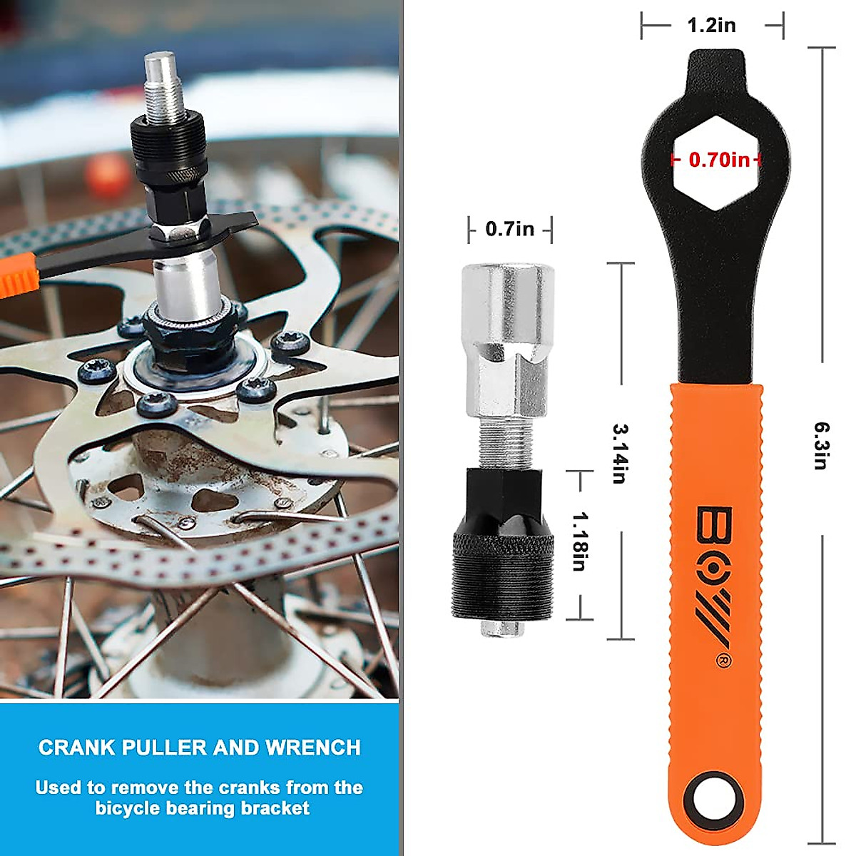 ACETOP Bike Tool kit, Including Bicycle Crank Removal Tool + 3 in 1 Bike Cassette Removal Tool + Bottom Bracket Remover + Rotor Lockring Removal Tool + Bike Pedal Wrench, Practical Repair Tool