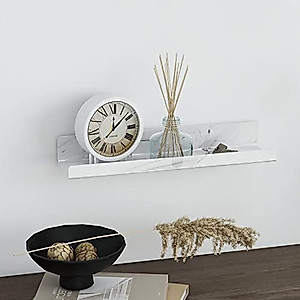 UAK Bathroom Shelves, Wall Shelf 15" Marble Floating Wall Ledge Shelf, Marble Wall Mounted Display Storage Bookshelf for Bedroom, Living Room, Bathroom, Kitchen(15 Inch 2Pack)