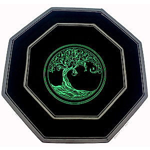 Luck Lab 8 Inch Dice Tray – Green - with Lid and Dice Staging Area for RPG Table Top Gaming- Tree of Life Design