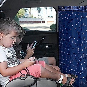 ZATOOTO Car Privacy Divider Curtains - Blue Satin Window Sun Shades - Travel Camping Interior Space Partition Curtain for Family Sleeping