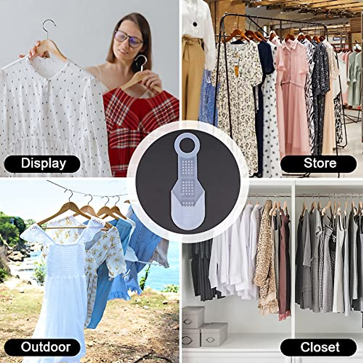 Jaxbo Hanger Grips, Clothing Non-Slip Hanger Grips, Clear Hanging Gripper - Stretchable & Eco-Friendly Fit on The Ends of Hangers, 12 PCS