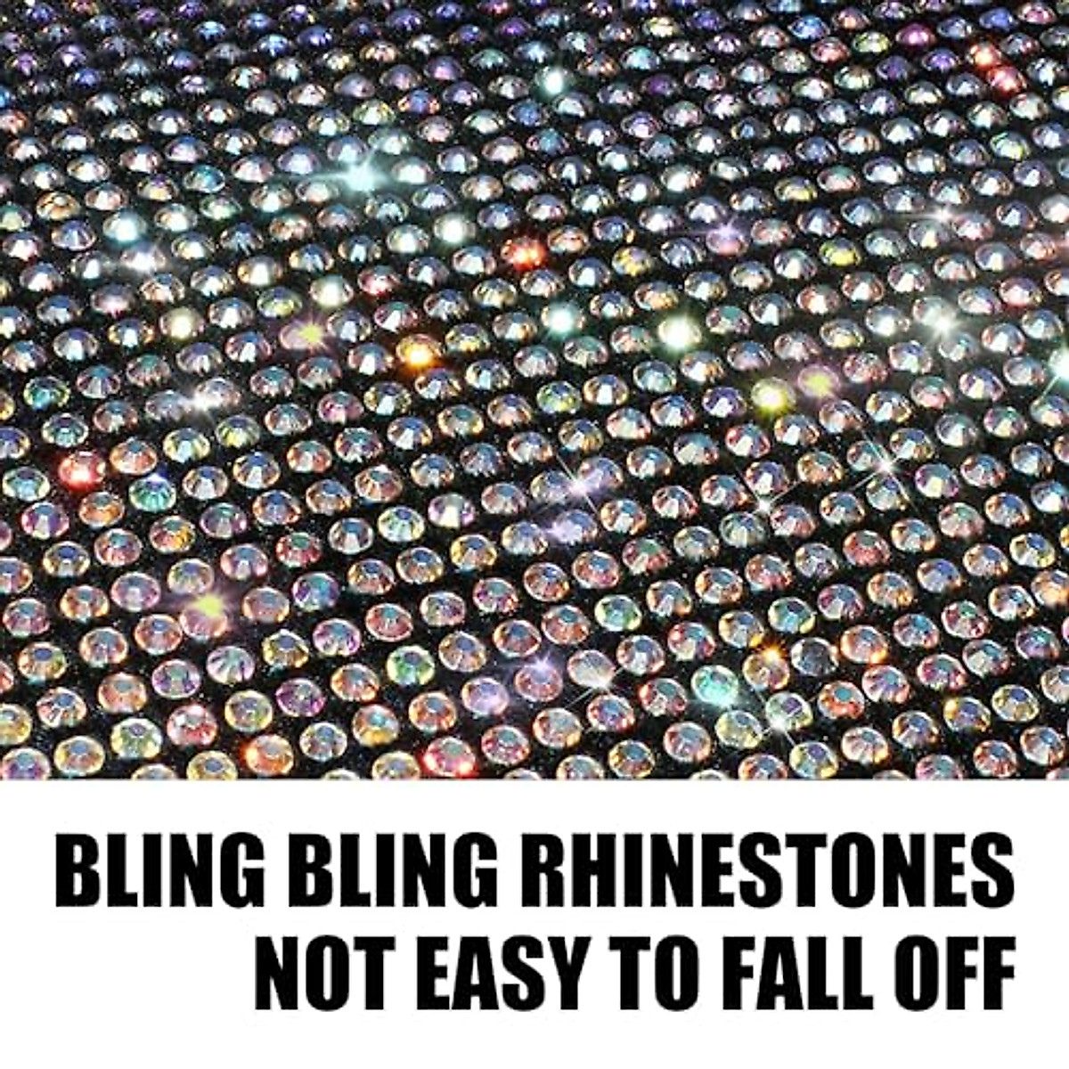 Crynod 1 PC Sparkling Car Armrest Box Protector, 8.66" x 11.81" Rhinestone Studded Stretch Elastic Band Mounted Center Console Cover, General Motors Anti-Scratch Accessory, for Most Cars (Silver)