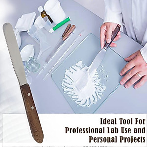 A2Z- Set of 2 Lab Spatulas Flat - Stainless Steel Alignate Dental Mixing Plaster Spatula with Wooden Handle, Scoop Mixing Apothecary Supplies | for Pills, Medicine, Vitamins | 4 in Blade