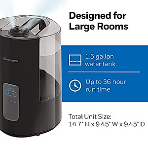 Honeywell Dual Comfort Cool + Warm Mist humidifier. Humidifier for Bedroom, Office, Living Room and Home. Provides Temporary Relief from Dry air discomforts - Black, HWC775B