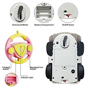 NQD Remote Control Cartoon Car for Toddlers with Music and Lights, 2.4GHz Radio Control RC Race Car, Educational Learning Toys for 3 4 5 6 Years Old Kids(Pink)