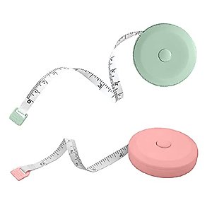 2 Pack Soft Automatic Retractable Tape Measure.60inch/150cm Body Waist,Tailor Sewing Craft, Cloth Fabric Measurement Digital Tape,Mini Collectible Pocket Kids Measuring Tape Tool(Green Pink)