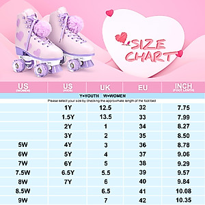 Ruthfot Women's and Girl's Classic Roller Skates with Light up Wheels and Love Heart Pattern, High-top PU Leather Rollerskates…