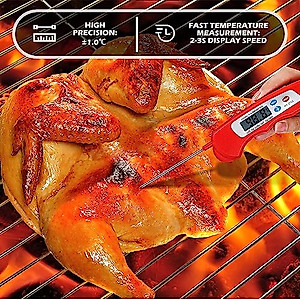 Xuhal 12 Pcs Digital Meat Thermometer Foldable Waterproof Kitchen Cooking Food Thermometer BBQ Candy Thermometer with Magnet Digital Food Probe for Cooking Kitchen Beef Accessories Kitchen Gadgets