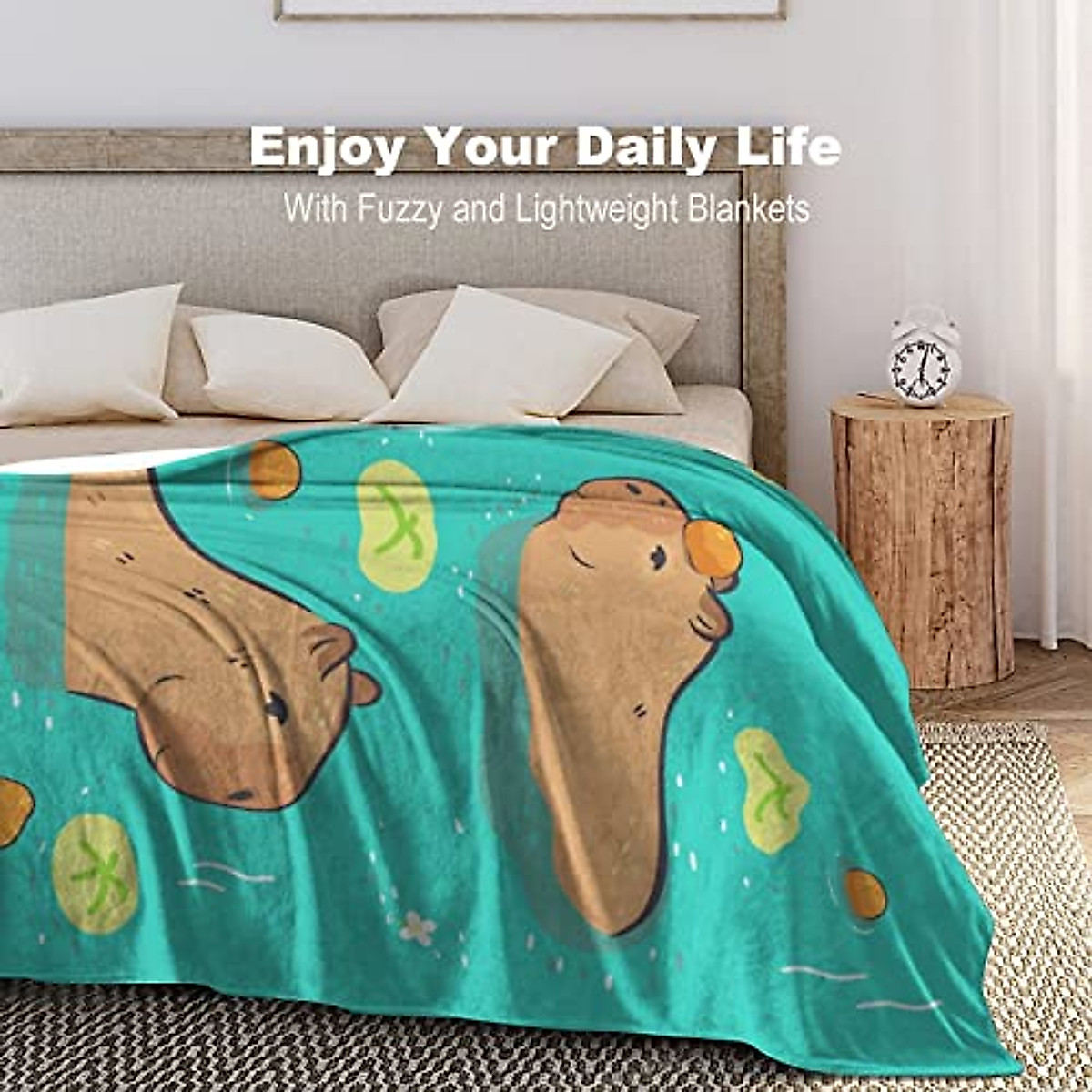 Capybara Blanket Ultra-Soft Throw Blanket Anti-Pilling Warm Cozy Flannel Throws for Couch Sofa Bed Living Room Family Friend Halloween Christmas Birthday Gifts 50"x60"