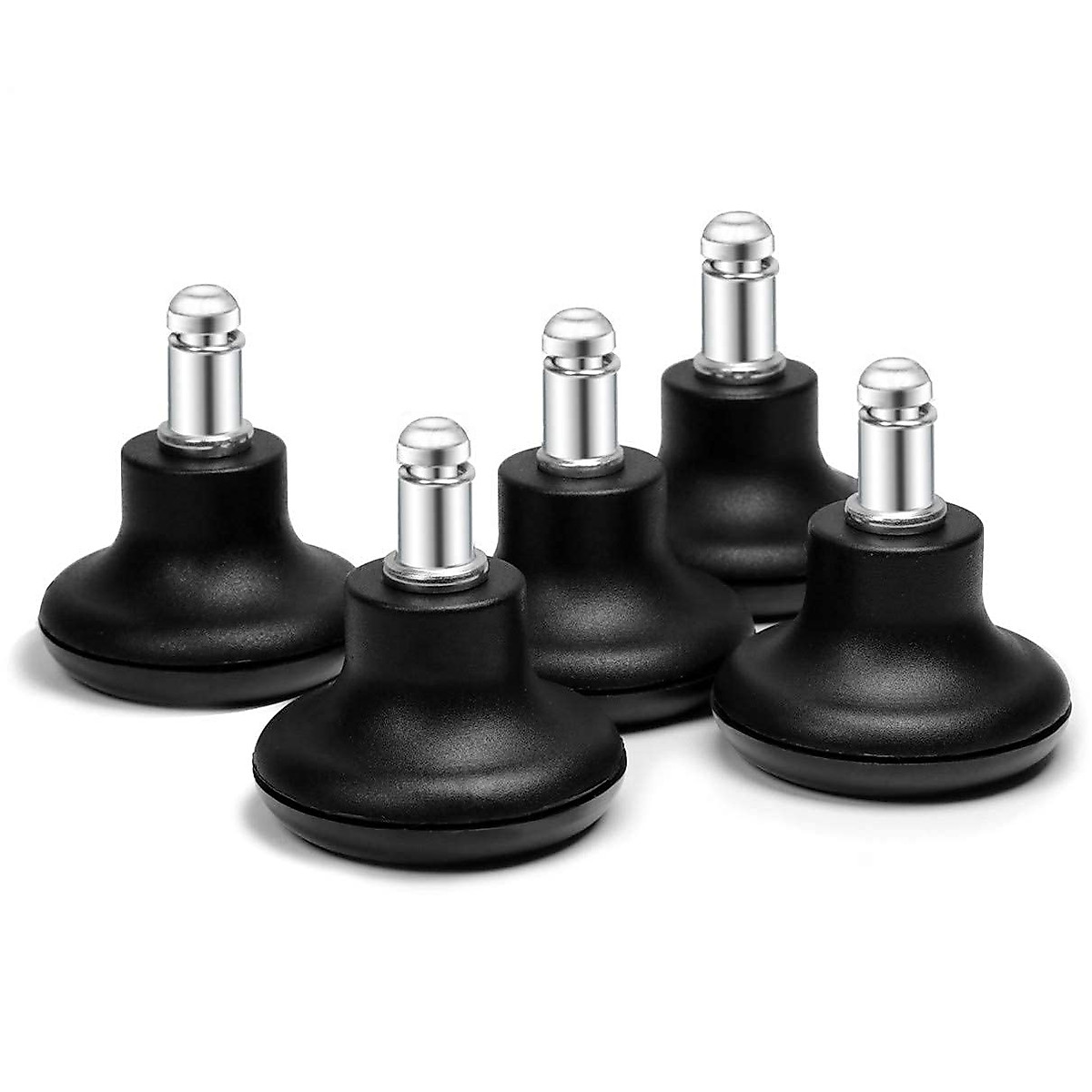 Bell Glides Replacement Office Chair or Stool Swivel Caster Wheels to Fixed Stationary Castors, Low Profile Bell Glides with Soft Rubber Bottom Instead of Self Felt Pads, Chair Feet Wheel Stopper