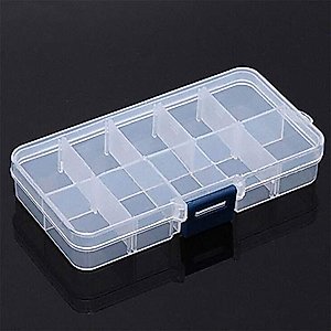 Balsar 10 Grids Plastic Organizer Box Storage Container Jewelry Box with Adjustable Dividers for Beads Art DIY Crafts Jewelry Fishing Tackles,Clear
