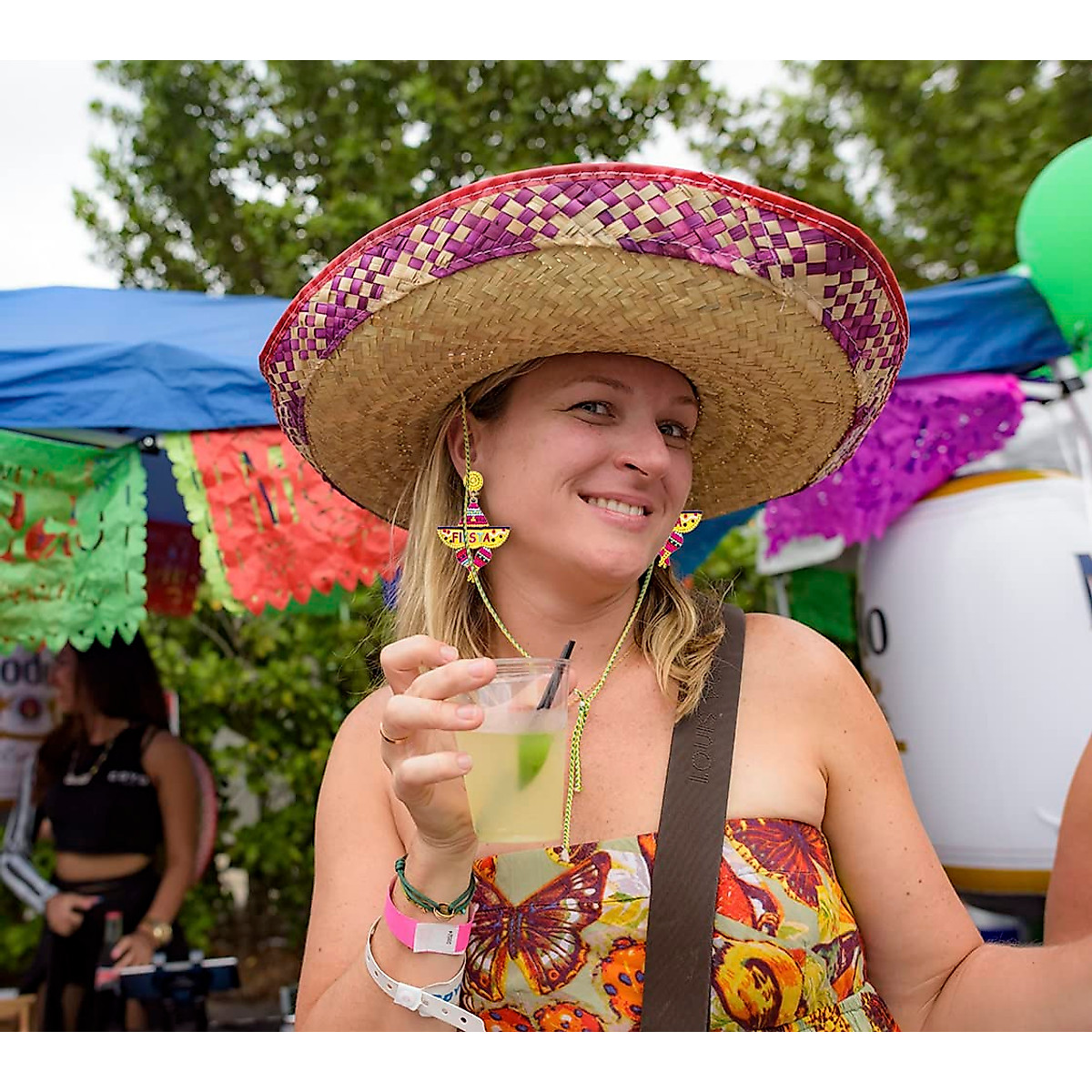 HZEYN Cinco De Mayo Earrings Beaded Fiesta Sombrero Dangle Earrings Party Fiesta Earrings Jewelry for Women Sombrero