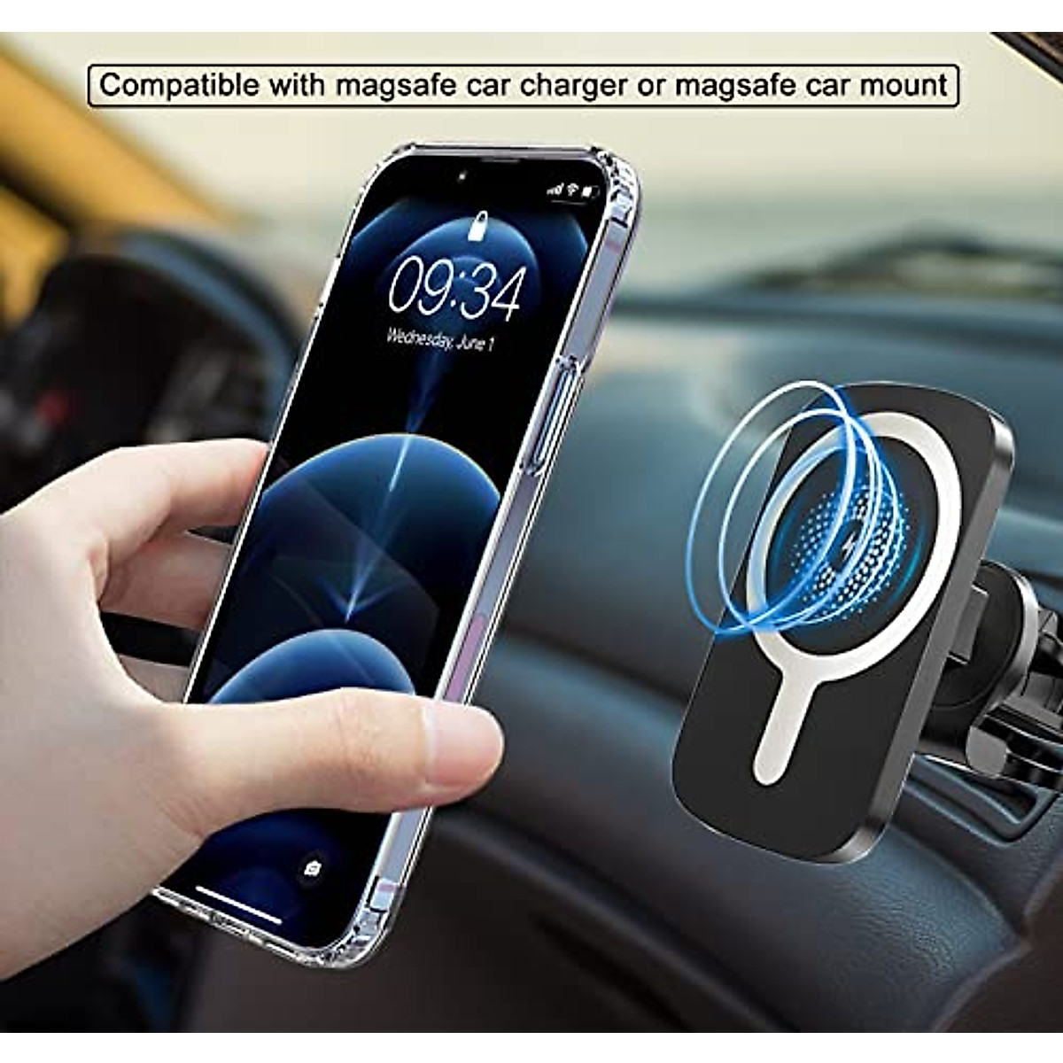 chitri Compatible for iPhone 12 Pro Max Case, [Compatible with Magsafe Wallet] [Three-Way Stand Magnetic Case] Compatible with MagSafe Charger Transparent Hard PC Back Slim Shockproof Protective Case