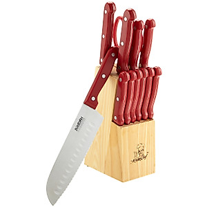 Masterchef 13-Piece Knife Set with Block, Red