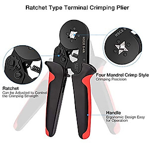 Ferrule Crimping Tools Wire Pliers - 1800 PCS Wire Ferrules with Crimpers Pliers Kit for Electricians, Adjustable Ratchet Tools with Terminals Connectors AWG 28-7, 0.08-10mm²