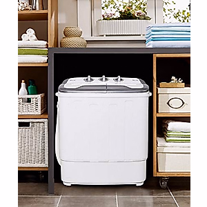 Clothes Washing Machines,SAFEPLUS Compact Mini Twin Tub Versatile Washer Machine with 8 lbs Washing &5 lbs Spin Dryer Load Cappacity Gravity Drain Pump and Drain Hose for Apartment