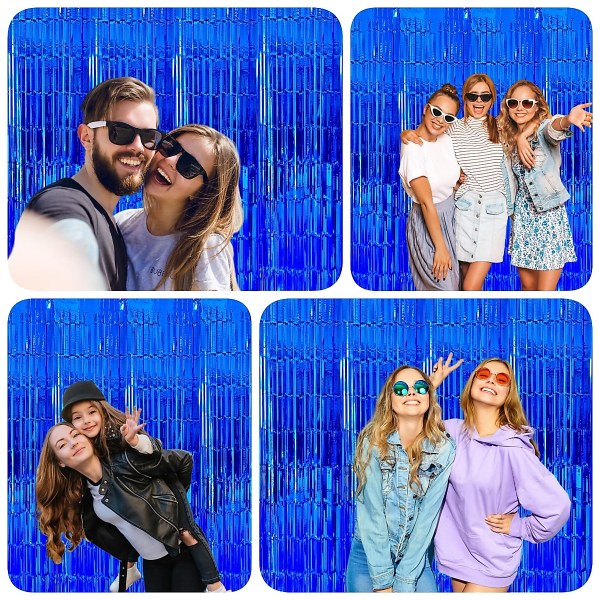 Black Tinsel Foil Fringe Curtain Party Backdrop Decorations for Graduation Birthday Bachelorette Wedding Engagement Bridal Baby Shower Celebration, Black Photo Booth Props -2 Packs (3.3 ft x 8.1 ft)