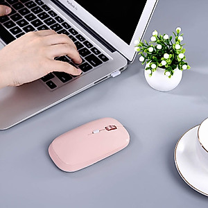 PINKCAT Wireless Flat Mouse, 2.4G Optical Mouse, Computer Mouse for Laptop, PC, Computer, Chromebook, Notebook, Especially Designed for Computer Bags (Pink)
