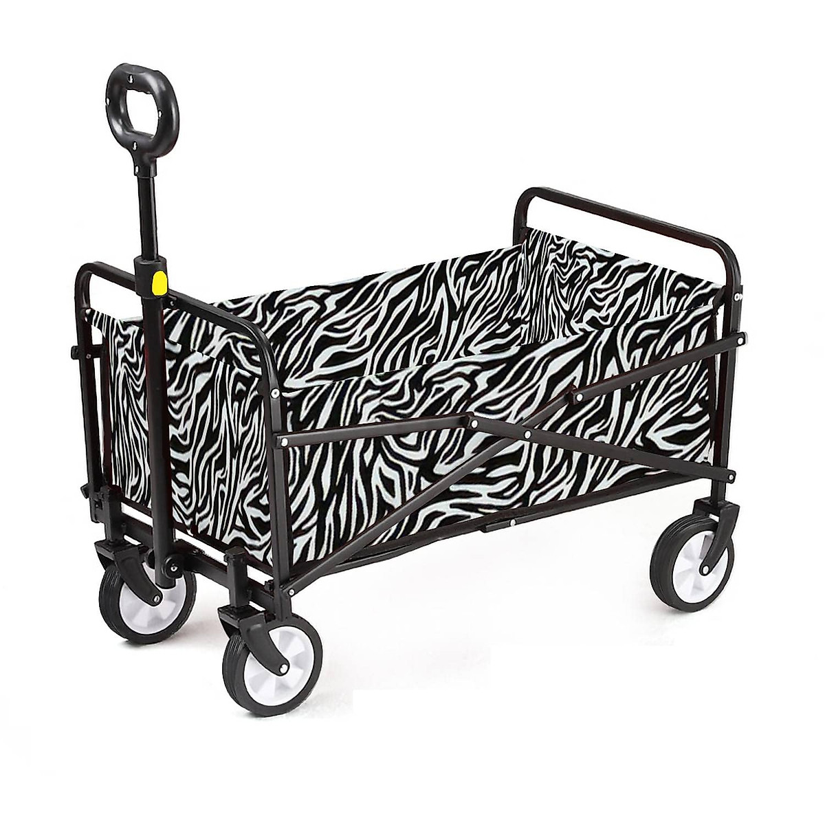 Outdoor Collapsible Wagon Zebra Fur Stripe Skin Animal Repeating Texture Black White Seamless Camping Shopping Garden Cart Heavy Duty Wagon Adjustable Portable Utility Folding Wagon with Wheels