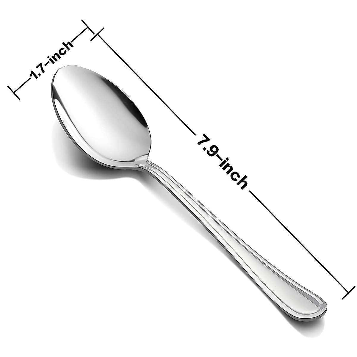 Dinner Spoons Set of 12, E-far 7.9 Inch Stainless Steel Soup Spoons Tablespoons for Home, Kitchen or Restaurant, Non-toxic & Mirror Polished, Easy to Clean & Dishwasher Safe