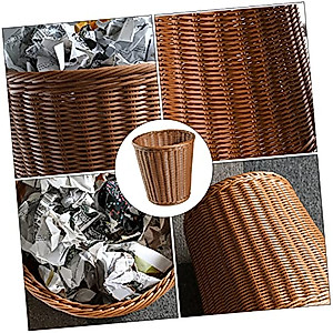 VICASKY 1pc Rattan Trash Can Woven Storage Baskets Seagrass Storage Baskets Decorative Storage Baskets Wicker Garbage Basket Fake Rattan Trash Can Garbage Containers Woven Rubbish Can