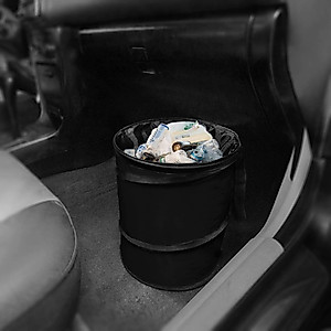 FH Group Automotive Waterproof Portable Collapsible Large Trash Can Garbage Container fits Most Cars,‎Polyethylene,SUVs, and Trucks Black