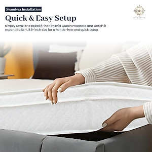 Aylas Furniture Queen Bed Mattress - 8 Inch Hybrid Mattress Queen Size with High Density & Comfort Cold Foam with Continuous Coil Bonnell Springs - Eco-Friendly, Breathable Medium Firm Queen Mattress
