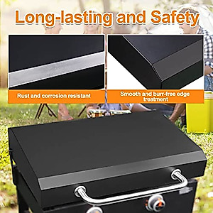 Grisun Hinged Lid and Griddle Cover 28 Inch for Blackstone 28 inch Griddle, Heat Resistant Powder Coated Steel Griddle Lid, Hard Top Lid and UV-Resistant Waterproof Grill Cover for Blackstone 1924