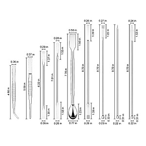 stonylab 9 Pcs Lab Micro Spoon and Spatula Set, Stainless Steel Double-Ended Lab Spatulas Sampling Spoons Micro Scoopulas Weighting Set with Tweezers