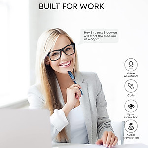 Bluetooth Sunglasses, Blue Light Filtering & Polarized Sunglasses, Smart Glasses with Open Ear Audio, Built-in Mic & Speakers, 6H Battery, Adjustable Touch Frame, for Men Women Home Office Sport