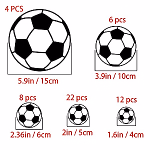52 Pcs Soccer Stickers, Easy to Peel and Stick Soccer Balls Wall Stickers, Wall Art DIY Football Decor Decals for Kids Room, Boys Teen Girl Bedroom Playroom Living Room Window Door Decoration