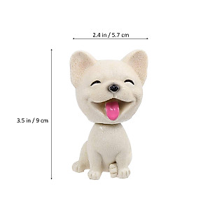 Amosfun Dashboard Nodding Heads Bobble Head French Bulldog Dog Car Dash Puppy Simulation for Car Vehicle Cake Decoration Decor Home Decorative