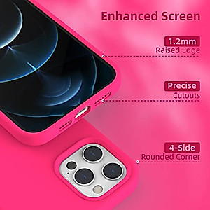K TOMOTO Compatible with iPhone 12 Pro Max Case, Soft-Touch Liquid Silicone Gel Rubber Full Body Drop Protection Cover with Microfiber Lining, Phone Case for iPhone 12 Pro Max 6.7 Inch, Hot Pink