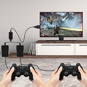 OSTENT Dual USB Adapter Converter Cable Cord for Sony PlayStation 1/2 PS One PSX Wired Controller Gamepad Joystick to PC Laptop