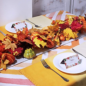 100 Pcs Autumn Thanksgiving Place Cards Fall Leave Escort Cards with Floral Leaf Prints Table Guest Seating Name Cards Number Cards Buffet Food Cards 3.5" x 2" for Harvest Party Table Setting