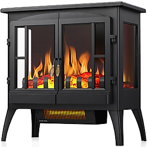 Havato Electric Fireplace Heater, Freestanding Fireplace Heater with Realistic Flame, Overheating Safety Protection, Indoor Space Heater(24 Inch, Black)