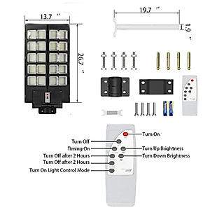 Fancemot Solar Street Lights Outdoor Waterproof Super Bright, Solar Street Light Dusk to Dawn, Solar Street Lights LED Wide Angle Lamp with Remote Control for Yard, Garage, Garden, Parking Lot, etc