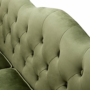 HITHOS 78" Velvet Sofa Couch, Soft 3 Seater Sofa Couche for Living Room, Button Tufted Comfy Couch Modern Sofa with Upholstered Cushion, Gold Trim, Solid Wood Legs for Dorm Bedroom Apartment, Green