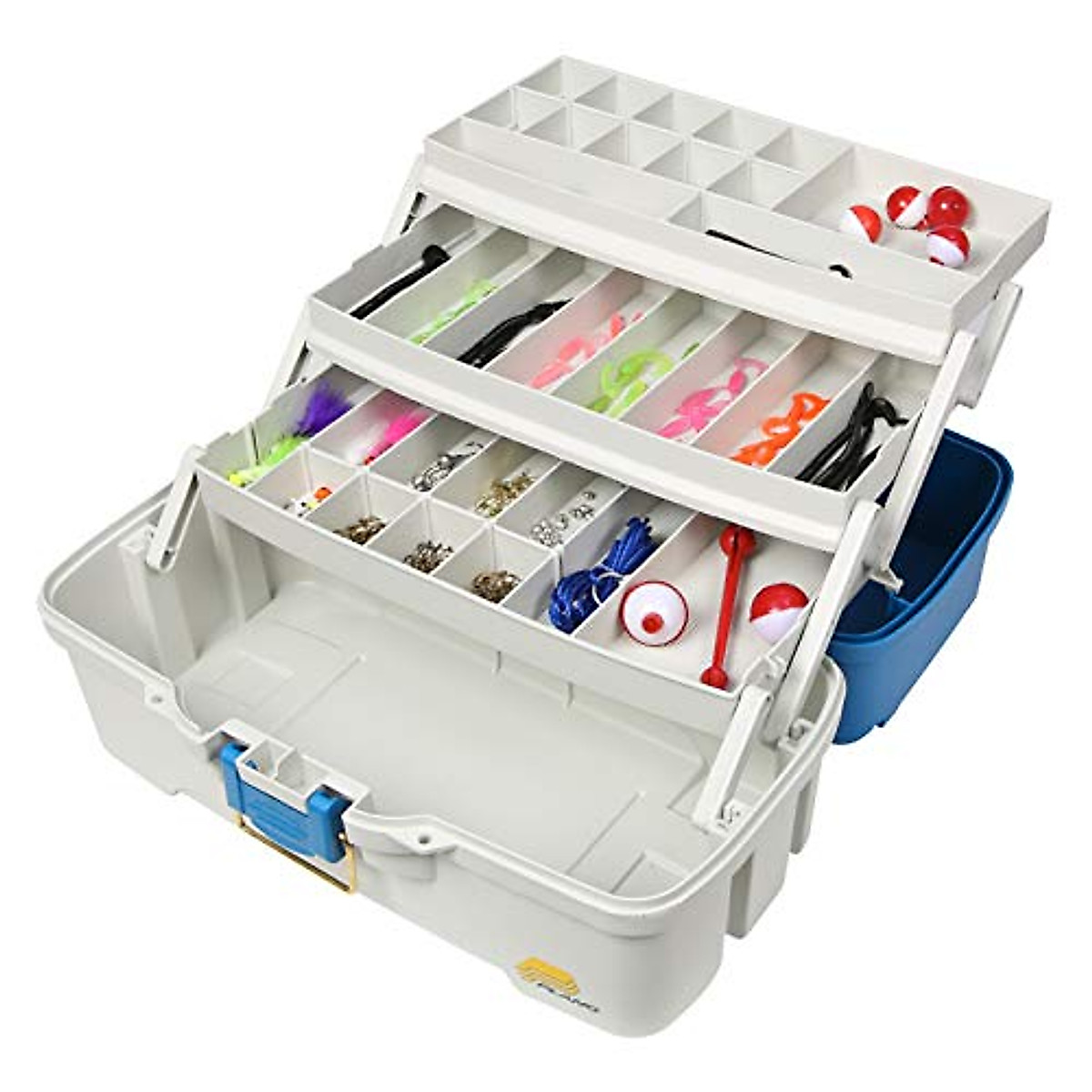 Plano Ready-Set-Fish 3-Tray Tackle Box with Tackle, Aqua Blue/Tan, One Size