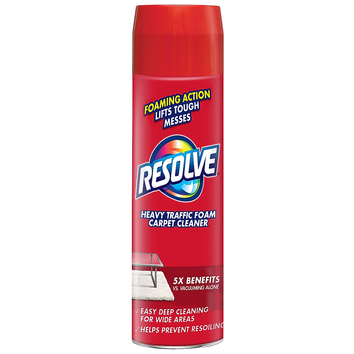 Resolve High Traffic Carpet Foam, 22 oz Can, Cleans Freshens Softens & Removes Stains (Pack of 4)