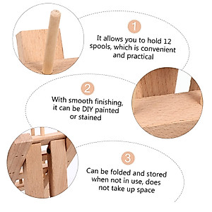 Ciieeo Sewing Embroidery Thread Rack Jewelry Holder Stand Folding Bracket Wall Mounted Hooks Wood Spool Station Spool Holder Stand 12 Cone Wooden Thread Rack Sewing Thread Holder Hanger