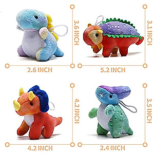 Dinosaur Plush Stuffed Set(16 Pack), Mini Dinosaurs Animal Keychain Toy(4.5"), Soft Dino Playset for Toddler Kid Party Favors, Plushies Kit for Stocking Stuffers Doll Machine Treasure Carnival Prizes
