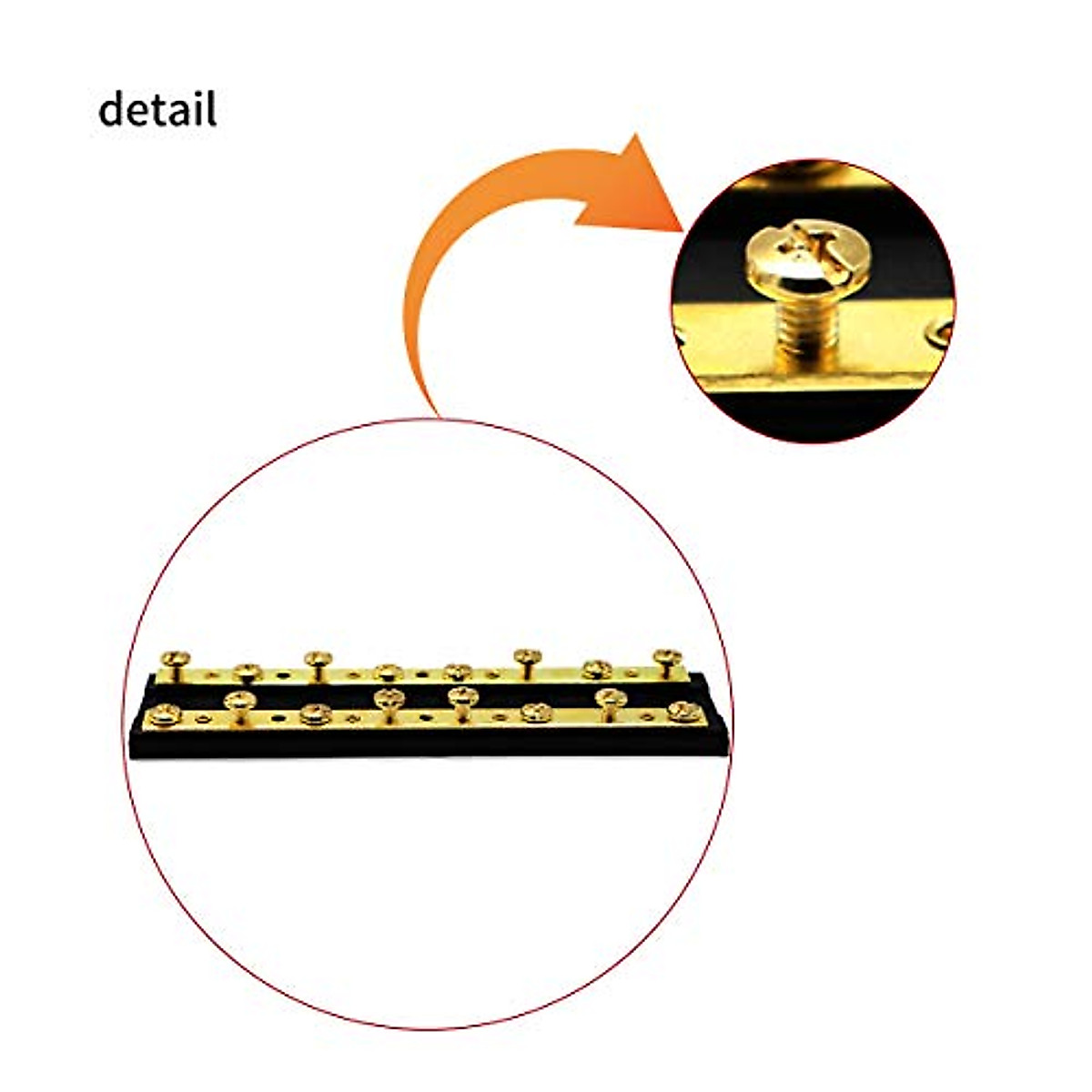 ZOOKOTO 8 Circuit Junction Block,32V DC 60A Dual Brass Bus Bar with Sixteen 8-32 Screw Terminals