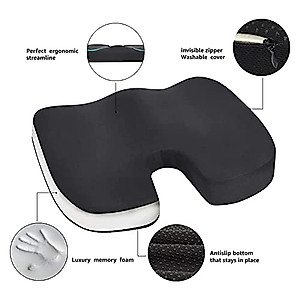 OZELS Premium U-Shaped Gel Seat Cushion - Non-Slip & Ergonomically Designed Using Orthopedic Gel Memory Foam for Optimal Back Support, Coccyx Tailbone Pain Relief, Sciatica, Hemorrhoids & More (Color