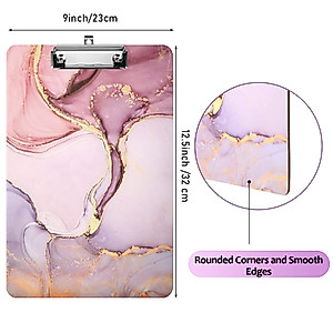 6 Pieces Cute Clipboard Nurse Clipboard A4 Letter Size Wooden Clipboards Marble Clip Board Office Clipboards with Low Profile Clip for Office Women Man Standard Size 9 x 12.5 Inch