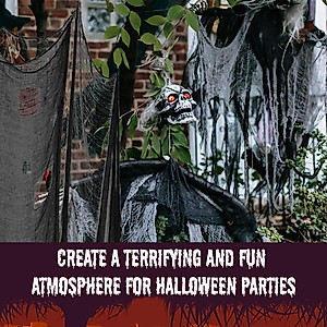 DealKits Halloween Creepy Cloth, Spooky Giant (30 x 420 in.) Cheese Cloth Tapestry for Halloween Party Supplies Decorations Outdoor Yard Home Wall Decor, Black