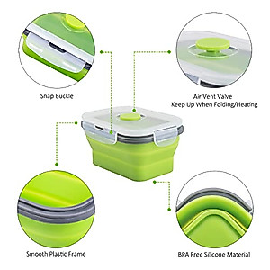 Collapsible Food Storage Containers with Airtight Lid, 11.8 oz, Small Kitchen Stacking Silicone Collapsible Meal Prep Container Set for Leftover, Microwave Freezer Dishwasher Safe, 4 Colors, Set of 4