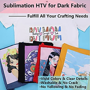 HTVRONT Sublimation Vinyl for Dark/Light Fabric - 12" X 20FT Sublimation HTV Matte - Sublimation Blanks for Sublimation Shirts/Bag/Hat/Pillow