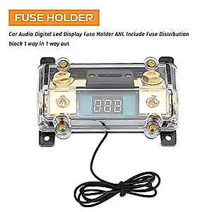 KEDAKEJI 0/2/4 Gauge Car Audio Digital Led Display Fuse Holder ANL 100Amp Include Fuse Distribution Block 1 way in 1 way out