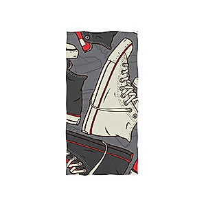 ALAZA Microfiber Gym Towel Retro Sneakers, Fast Drying Sports Fitness Sweat Facial Washcloth 15 x 30 inch